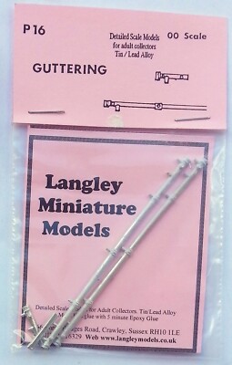 Guttering 2 long sections 2 elbows P16 UNPAINTED OO Scale Langley ...