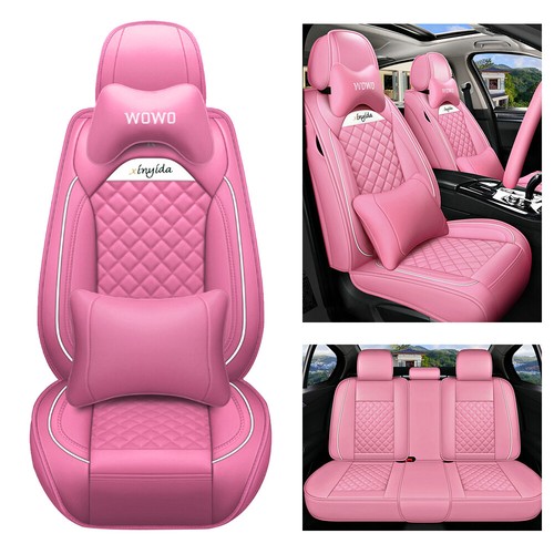 Car Seat Covers for Cadillac 5-Seats Headrest+Pillows Cushion Pink MH88 ...