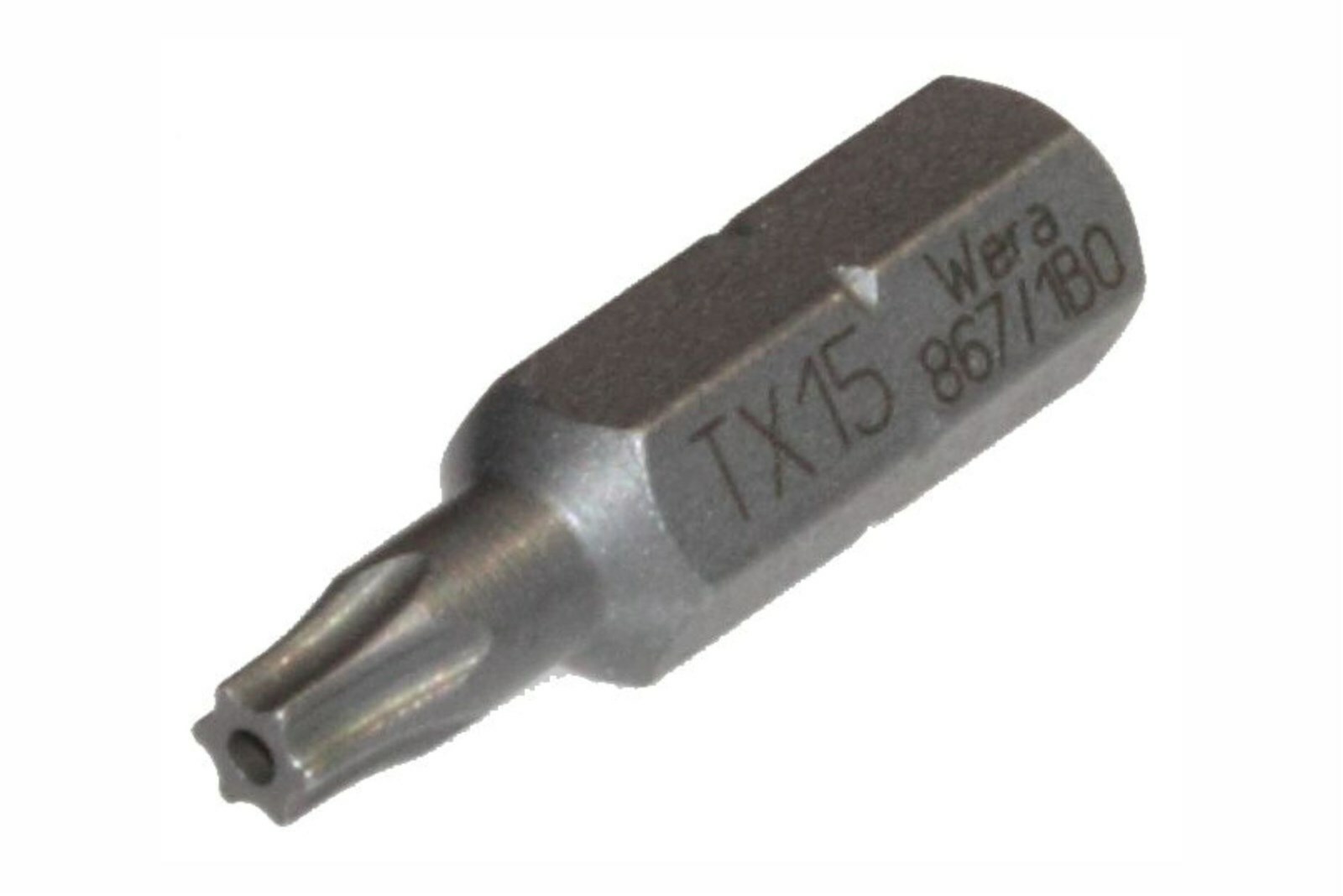 WERA SECURITY TORX TX15 (T15 WITH HOLE) 25MM HEX SCREWDRIVER BIT 867/1 ...