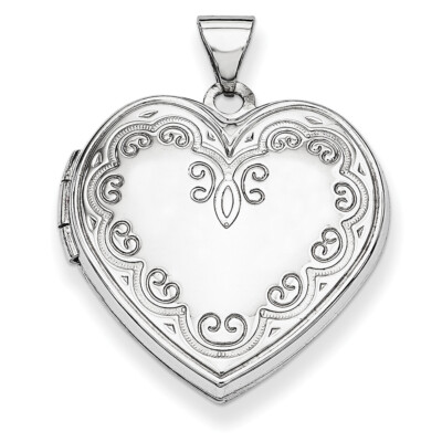 14k White Gold Heart Locket XL189 | eBay