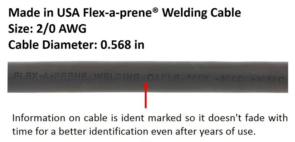 500 Amp Welding Lead Extension - LC40 Male/Female Connector - 2/0 Cable ...