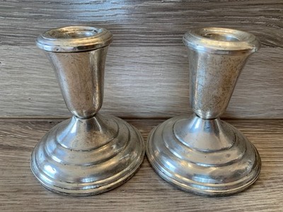 Vintage pair Garden Silversmiths Sterling Silver weighted Candlesticks ...