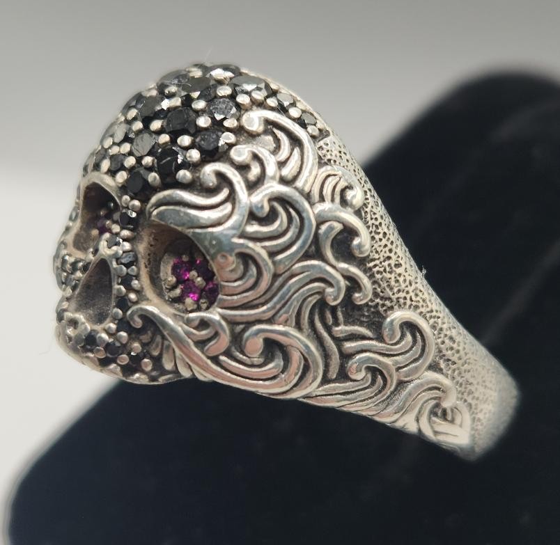 David Yurman Black Diamond Skull with Ruby Eyes Ring Size 13 (VAP024554 ...