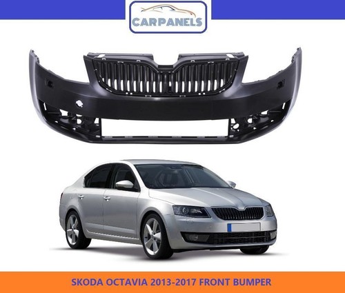 SKODA OCTAVIA FRONT BUMPER 2013-2017 PRIMED NEW WITH WASHER JET HOLES ...