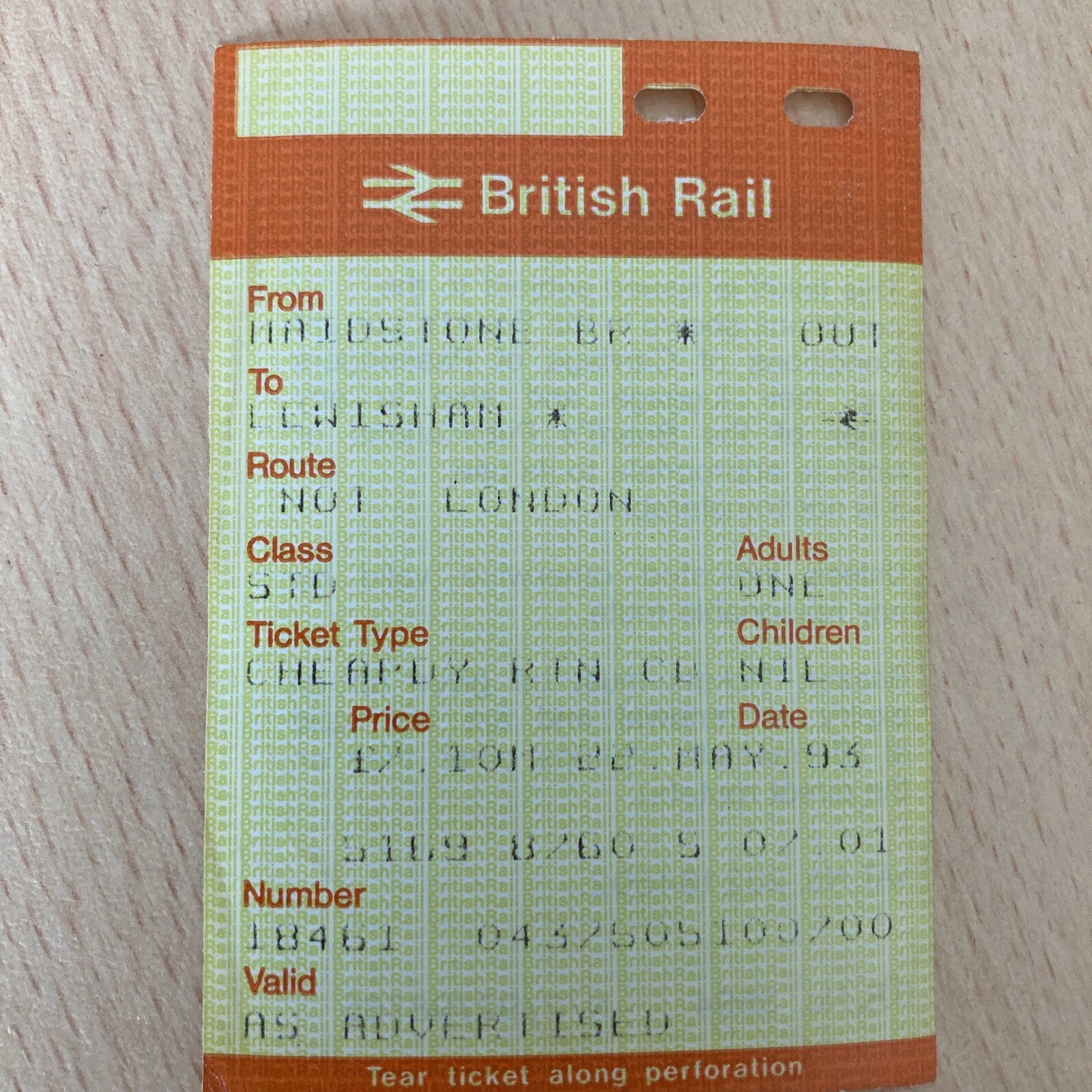 Railway. Ticket, (. Maidstone. To. Lewisham. 93. . ) | eBay UK