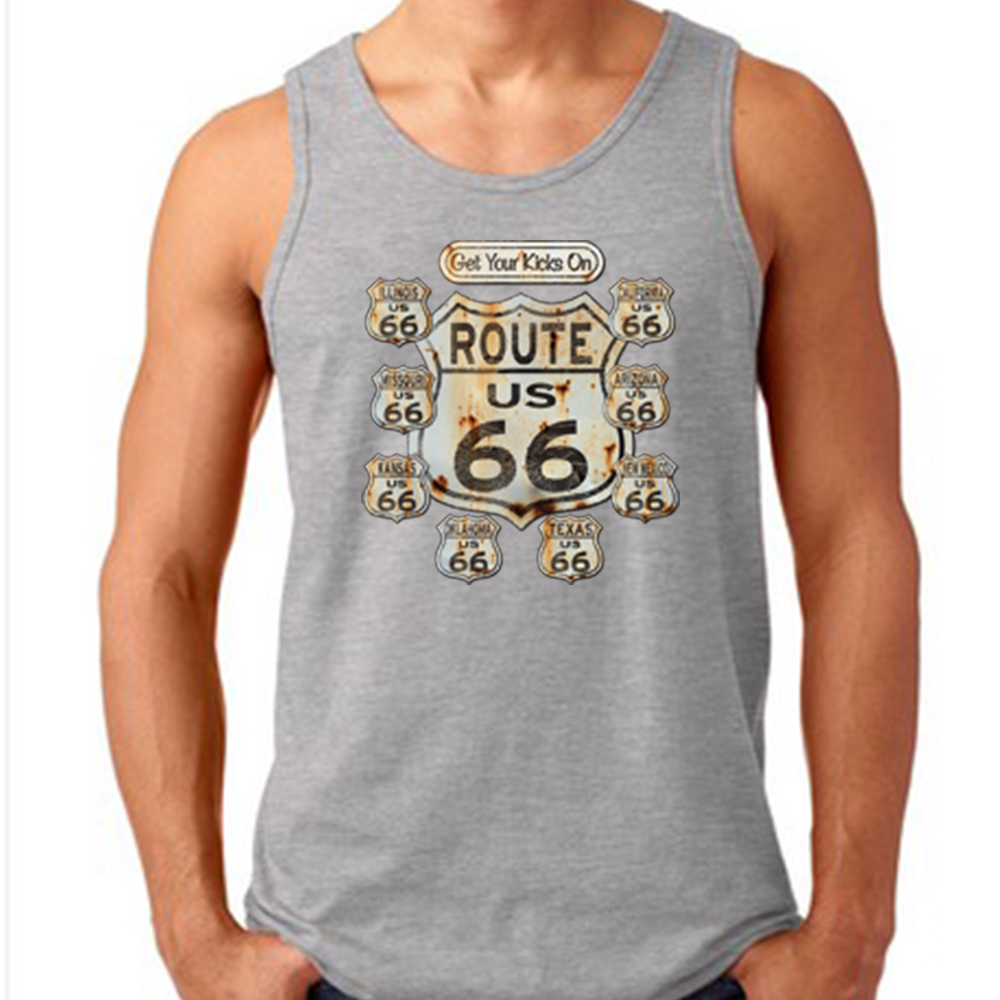 Route 66 MAN TANK TOP Route Us 66 Man Tank Top Shirt Get Your Kick On ...