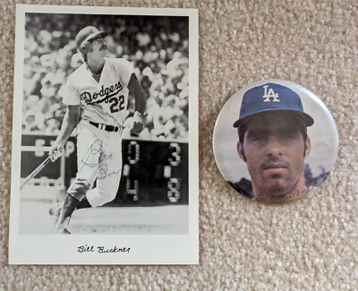 Bill Buckner MLB Los Angeles Dodgers Signed AUTOGRAPH + Button | eBay