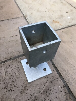 Galvanized Post Cup, Shoe for Wooden Post 100mm 150mm Base Plate | eBay UK