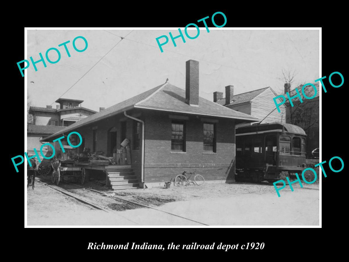 OLD 8x6 HISTORIC PHOTO OF RICHMOND INDIANA RAILROAD DEPOT STATION c1920 ...