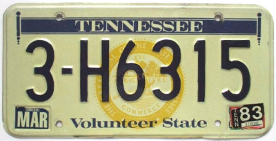 Tennessee 1983 State Seal Knox County License Plate 3-H6315 | eBay