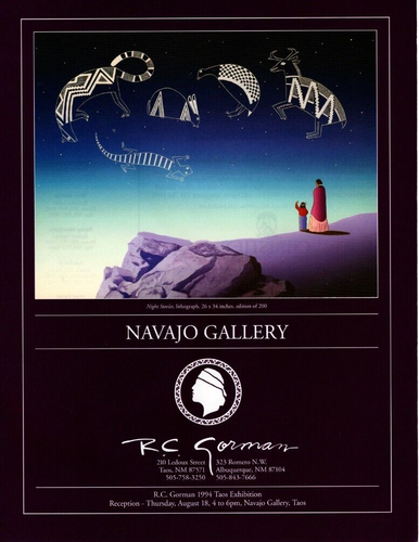 1994 R C GORMAN ART ADVERTISING, TAOS EXHIBITION PRINT AD, RECEPTION ...
