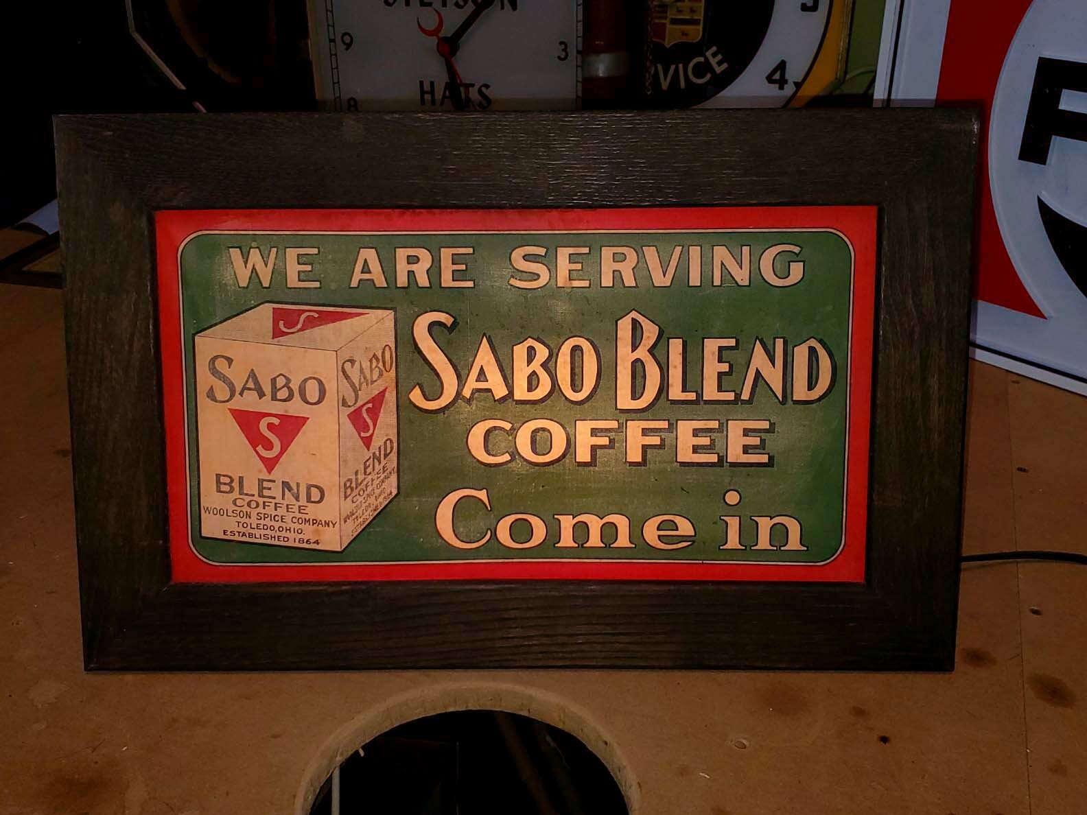 1920's Sabo Coffee sign Country Store see my other porcelain neon signs ...