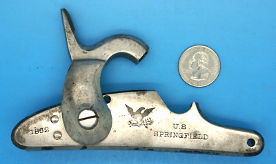 U.S. 1861 SPRINGFIELD RIFLE MUSKET LOCK PLATE & HAMMER - ANTIQ CIVIL ...