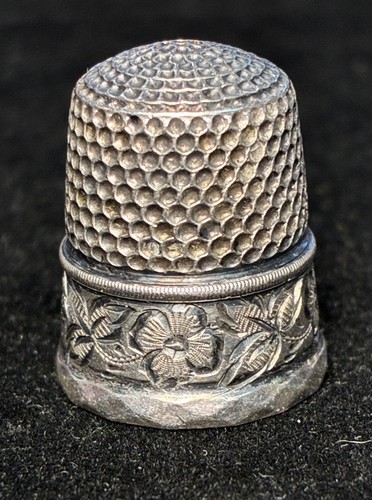 Antique Sterling Silver Thimble Floral Size 8 Sewing Collectible ...