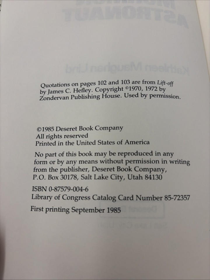 SIGNED 1985 1st Ed Don Lind Mormon Astronaut HCDJ Hardcover Kathleen ...