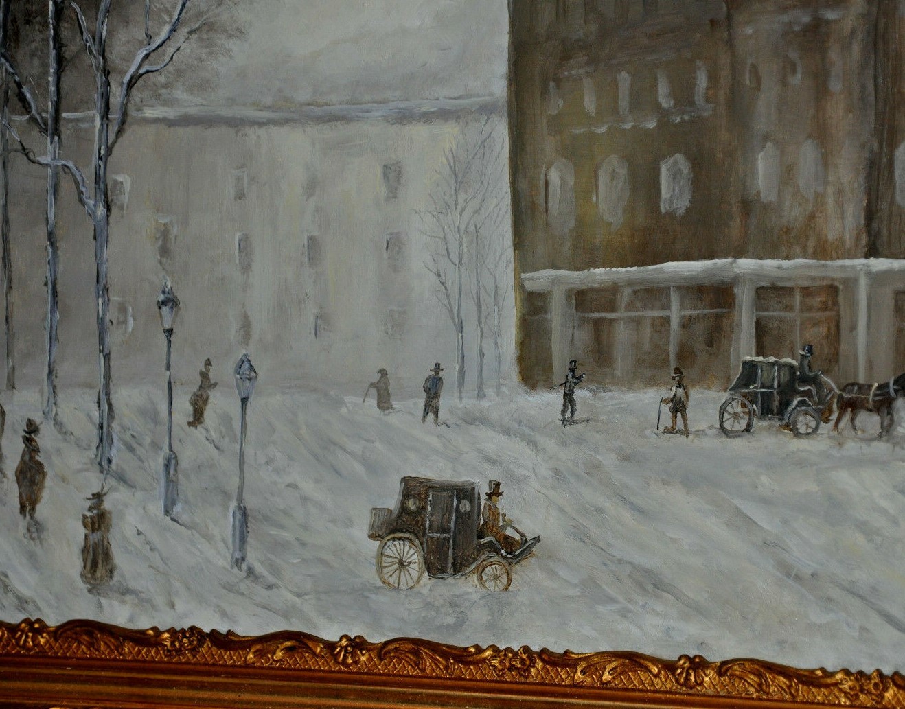 Old Impressionistic Horseless carriage Inner City Painting very lovely ...