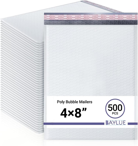 White Small Bubble Mailers 4X8 Inch #000 | Thick Padded Poly Bubble ...