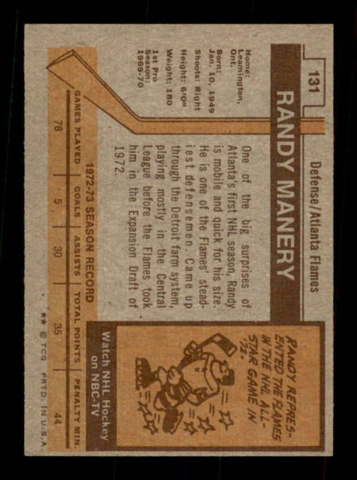 1973-74 Topps #131 Randy Manery EX+ Flames 545851 | eBay