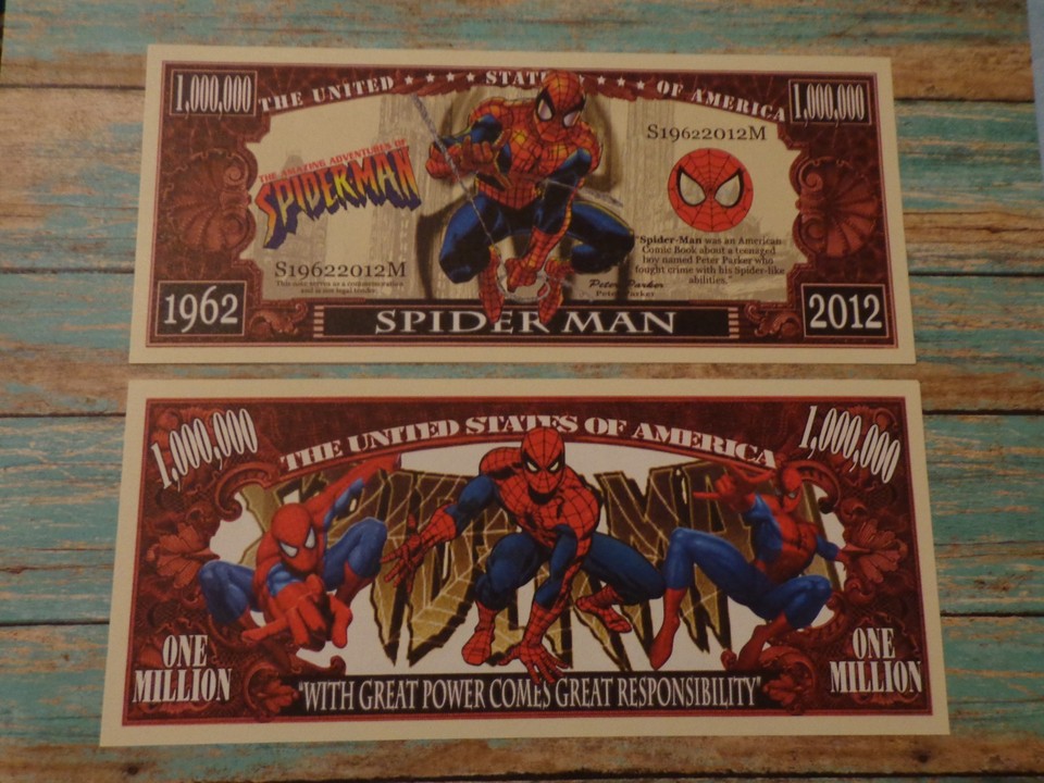 SPIDER-MAN Comic Book Adventuous Crime Fighter ~ $1,000,000 One Million ...