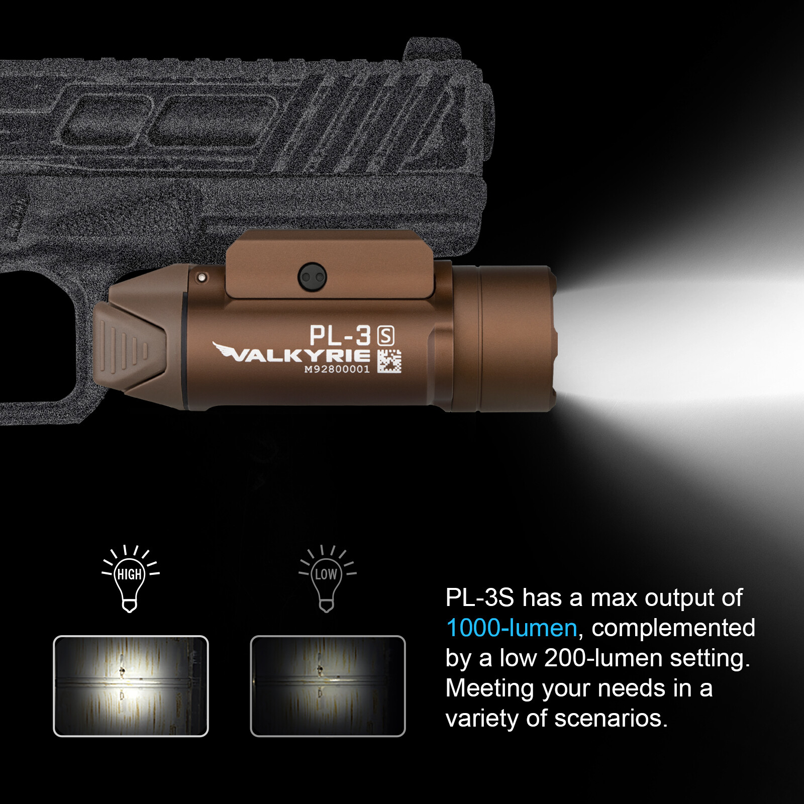 Olight PL-3S Valkyrie 1000lumen Rail Mount Light Weaponlight Tactical ...