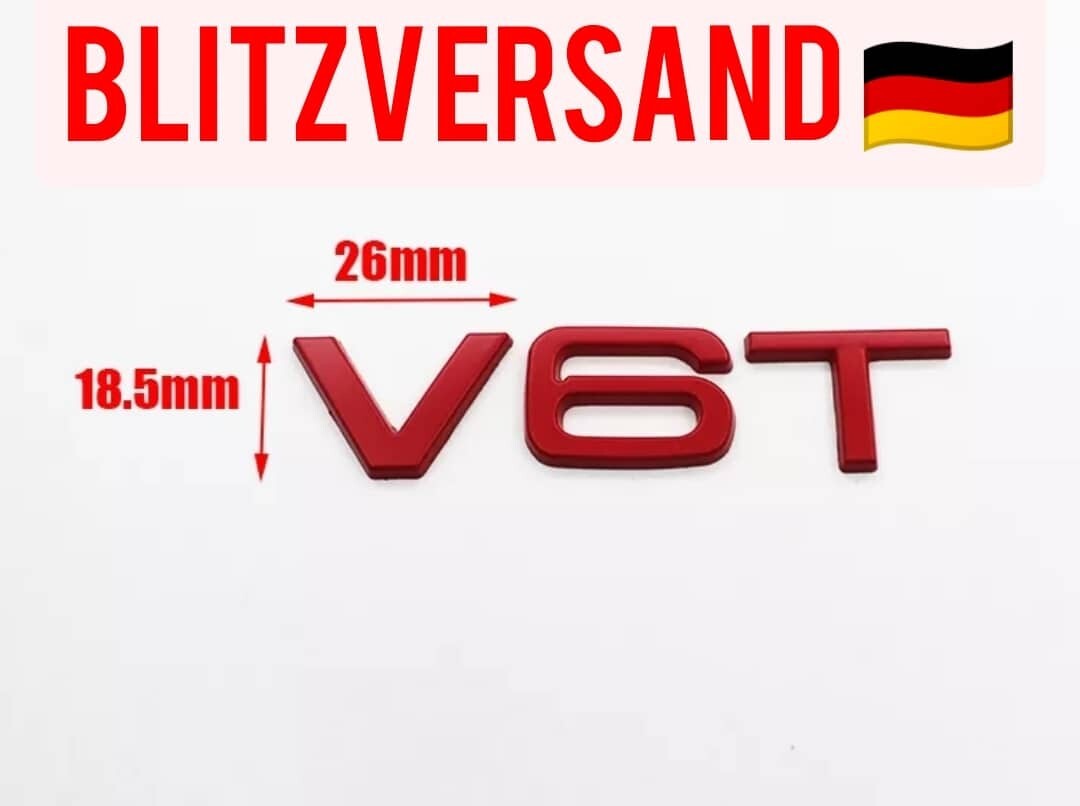 V6T Emblem Aufkleber Logo 3D metall V6 Emble Heck Auto Kfz Motorrad Rot ...