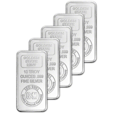 FIVE (5) 10 oz. Golden State Mint Silver Bar - .999 Fine | eBay