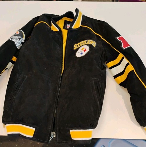 NFL Pittsburgh Steelers AFC Patch Logo Suede Leather Varsity Jacket Sz ...