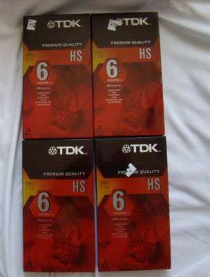 New 4 Pack TDK HS 6 Hour VHS Tapes T-120HS Premium Quality Blank VHS ...