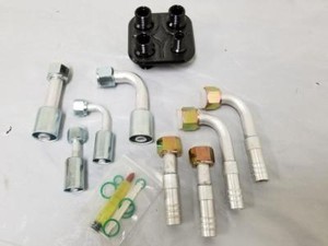 BLACK Aluminum 4 Port AC Air Conditioning Heater Hose Firewall Bulkhead ...