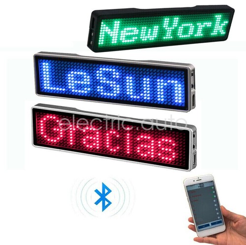 LED Bluetooth Digital APP Programmable Scrolling Name Message Tag Badge ...