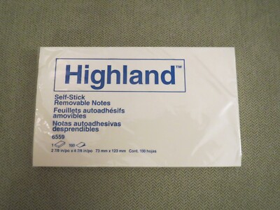 Highland Self-Stick Removable Notes (6559) 100 Sheets - 2 7/8 in. x 4 7 ...