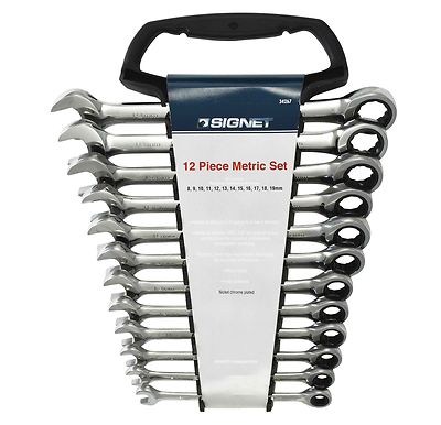 Signet Tools 12 Piece Combination Ratchet Spanner Set Metric 8 - 19mm ...