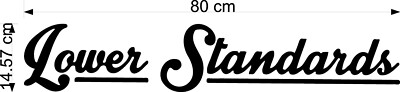 LOWER STANDARDS VINYL DECAL STICKER, 800 MM LONG 9 DIFFERENT COLOURS ...