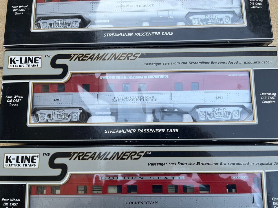 New Lot of 3 K-Line Golden State Streamliners Passenger Car Set O Gauge | eBay