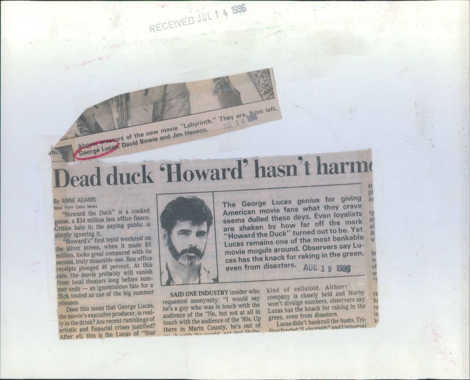 1986 Press Photo Singer David Bowie, George Lucas, Jim Henson in ...