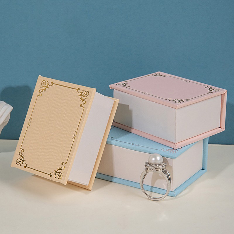 1PC Book-shaped Ring Box With Suede Fabric Lining Creative Flip Lid ...