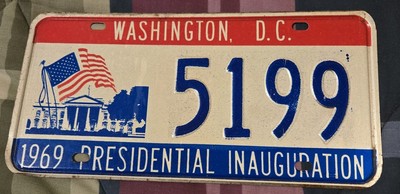 1969 Washington D.C. Presidential Inauguration License Plate | eBay