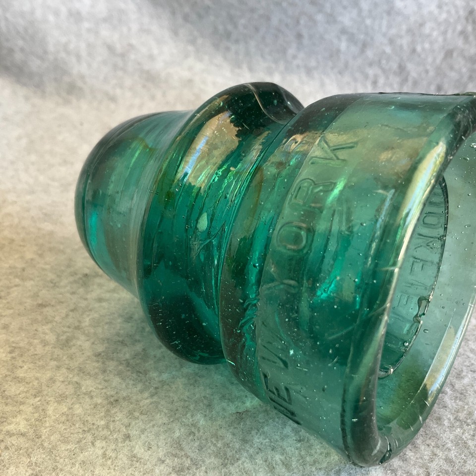 Vtg Brookfield Green Glass Insulator White Sludge, Olive Streaks ...
