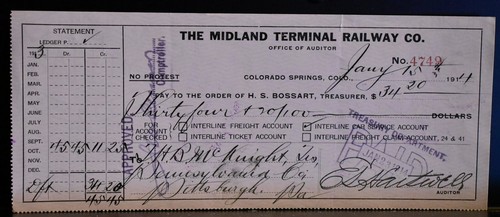 Midland Terminal Railway Colorado Springs 1914 Antique Bank Check | eBay