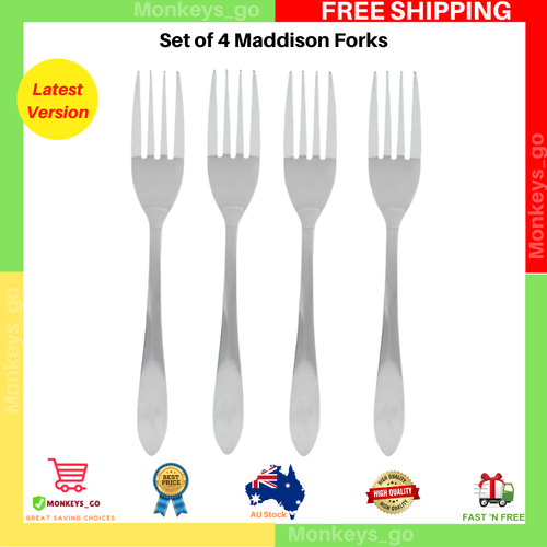 4 x Stainless Steel Forks 202 mm Cutlery Set Dinner Fork Lunch Dining ...