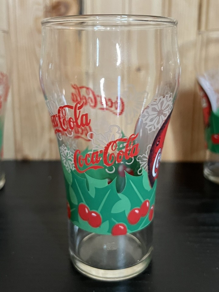 COCA COLA 6 PIECE SET OF 16 OZ BELL GLASSES VTG 1999 HOLLY & ICON ...
