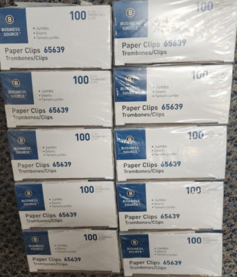 Jumbo Paper Clips Business Source BSN65639/10 boxes/100 per box/ 1000 ...