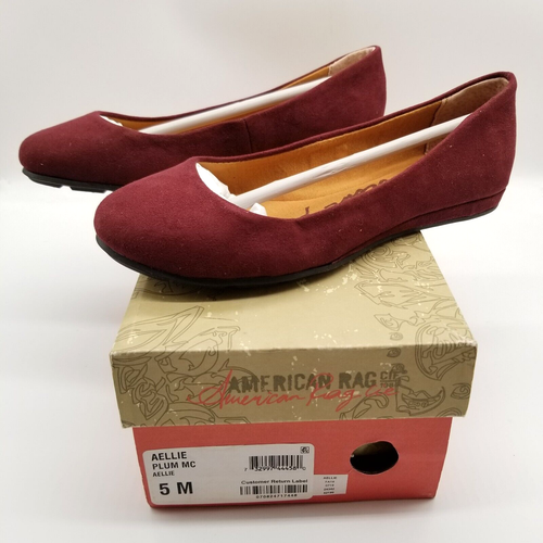 American Rag Women Aellie Ballet Flats Size 5 M Plum Faux Suede | eBay