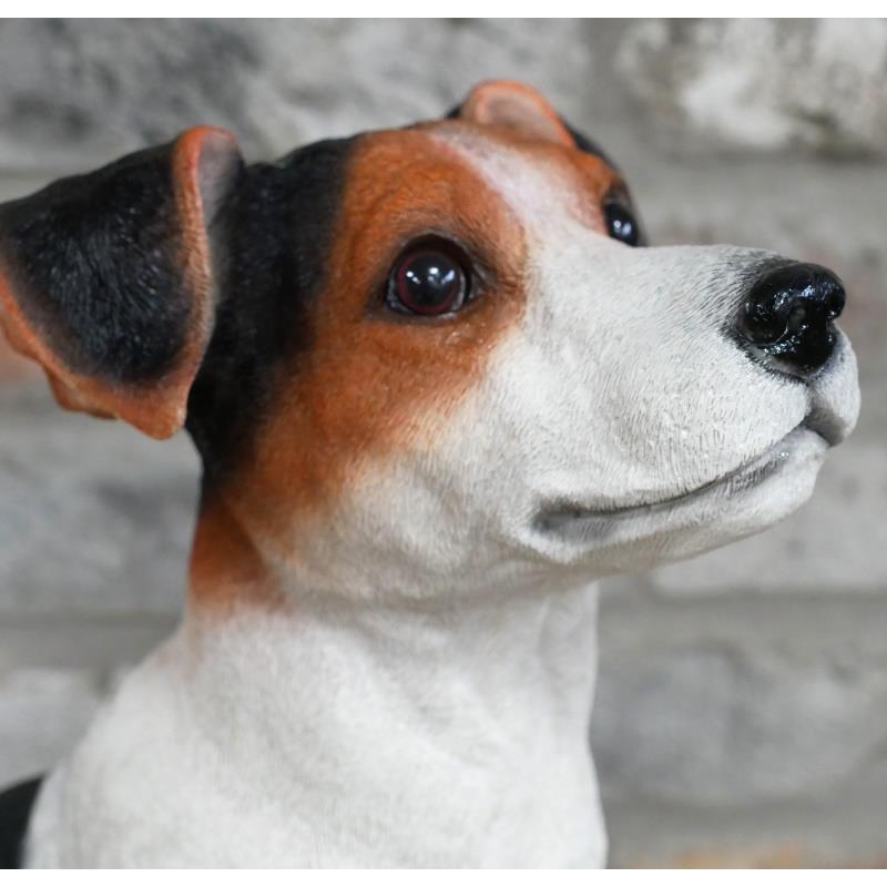 Jack Russell Ornament Terrier Dog Resin Sitting Statue Decor Lifelike ...