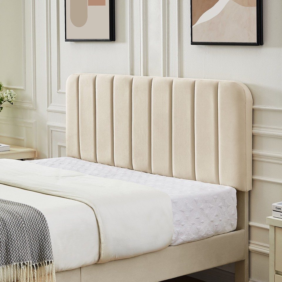 Twin/Full/Queen Bed Frame Velvet Upholstered Platform with Headboard ...