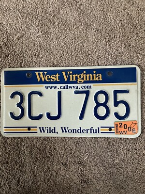 2006 West Virginia License Plate - 3CJ 785 - Nice! | eBay
