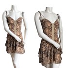 Skylar + Madison Snake Print Cinched Mini Ruffle Dress Retro Frill ...