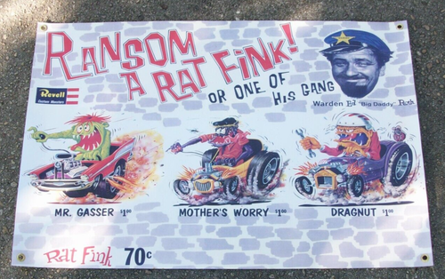 Ed Roth Rat Fink Store Display Banner Poster Ad Model Cars MR GASSER ...