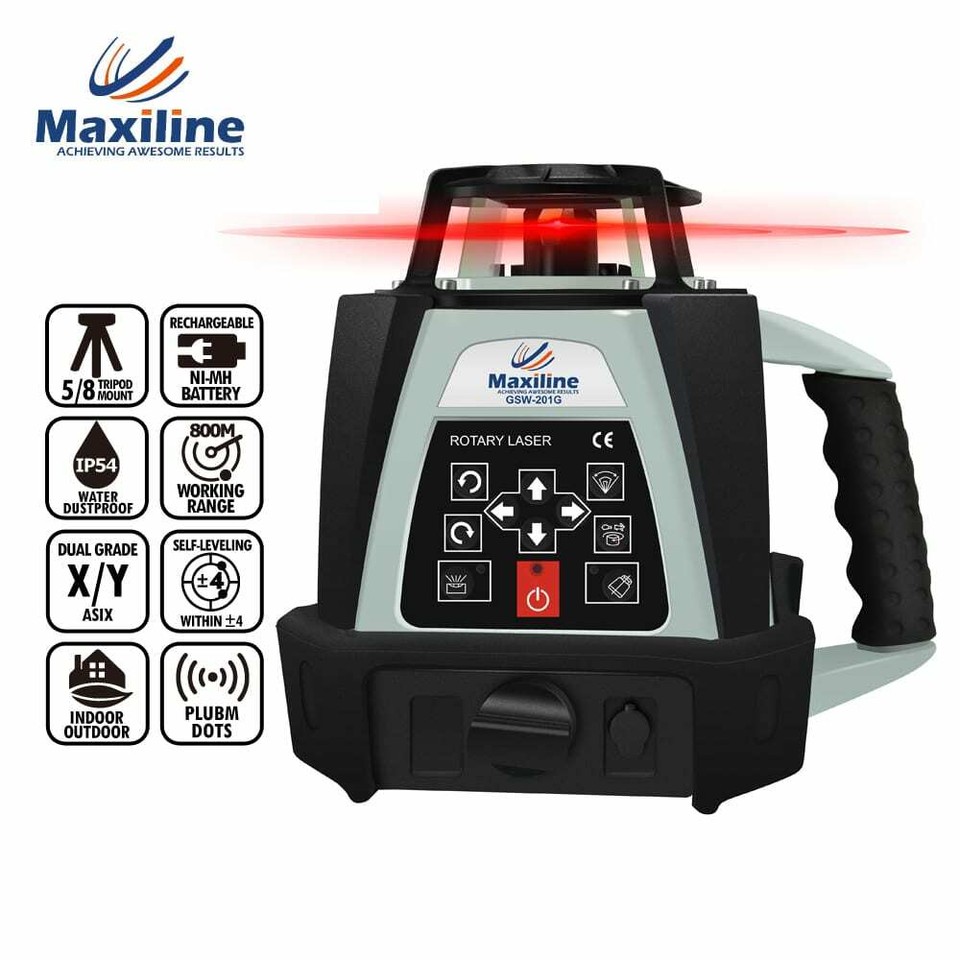 500M Range Self-leveling Rotary Rotating Laser Level Red Beam GSW201 ...