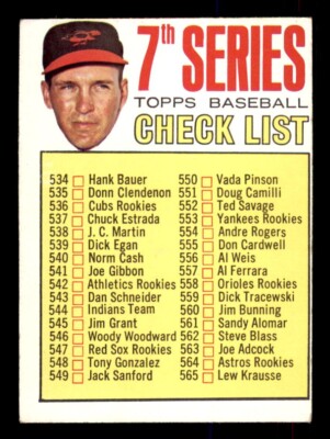 1967 Topps Baseball #531 7th Series Checklist 534-609 VG/EX *e1 | eBay